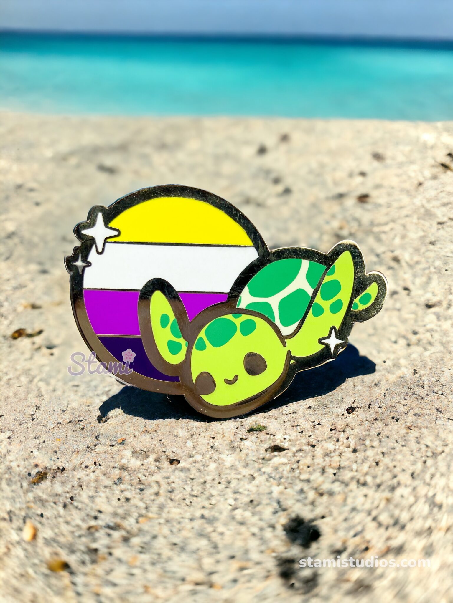 Non Binary Turtle Pin - Stami Studios